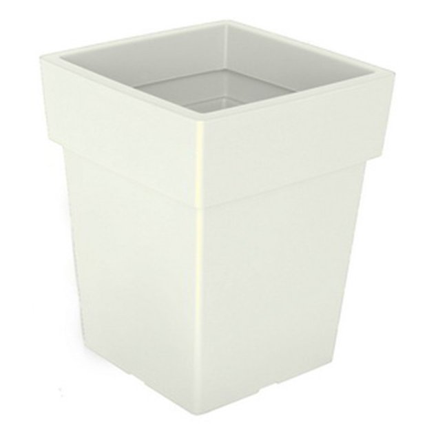 Square Linea Low Flower Pot White Colour 42cm x 33cm x 33cm