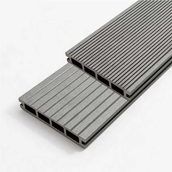 WPC Decking Board Gray Light 2.4x14.6x360cm Double Sided